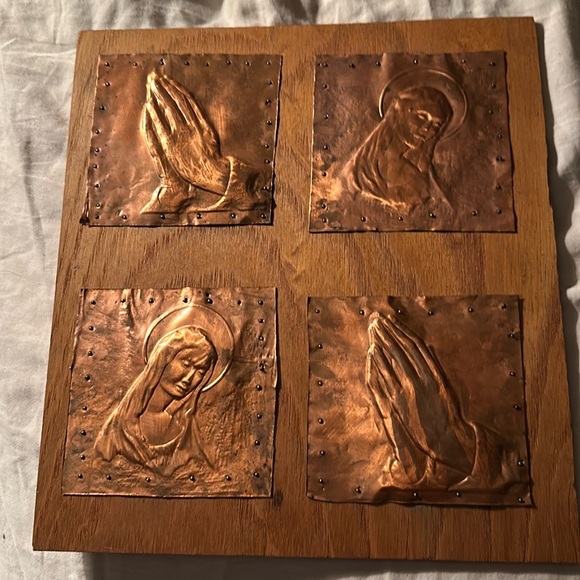 Wall Decor | Vintage Four Copper Plaque Religious Wall Art Praying ...